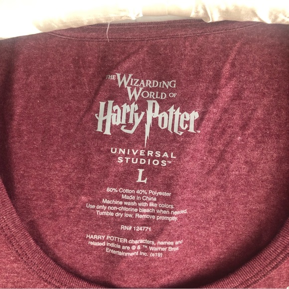 Tops | Harry Potter Gryffindor Varsity Stripe Sleeve Burgundy Tee Shirt ...